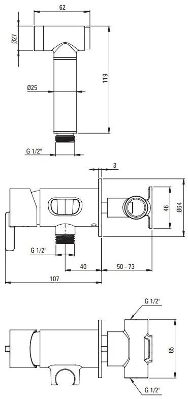 Deante Silia, podomítková bidetová baterie, černá matná, DEA-BQS_N34M
