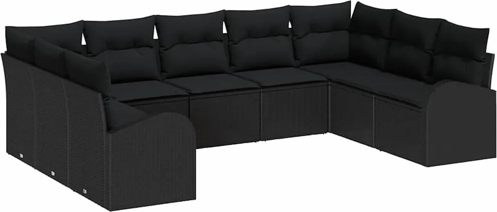 Set pohovek s polštářem Černá Poly Ratan 3346203