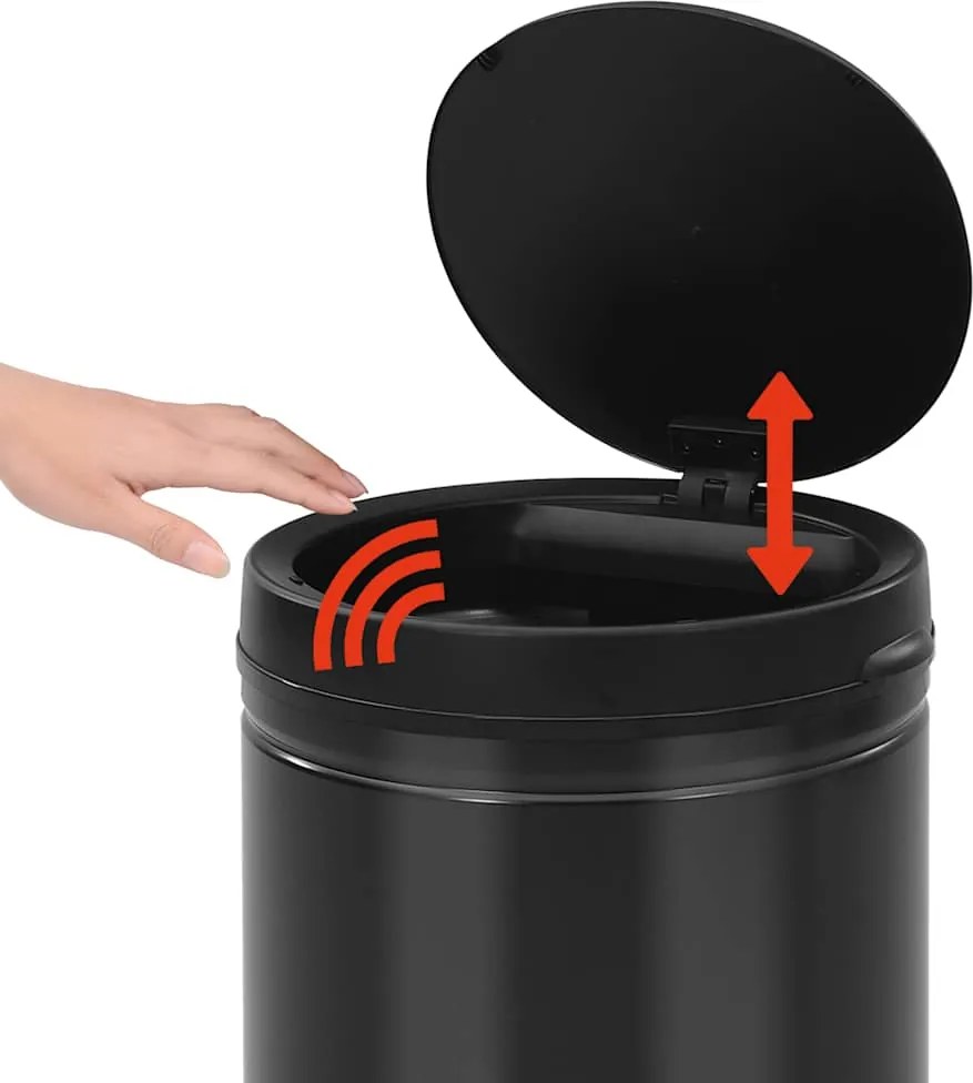 Odpadkový koš s automatickým senzorem 70 l uhlíková ocel černý 322702