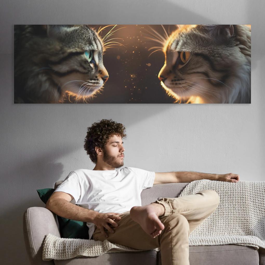 Obraz na plátně - Kočky z očí do očí FeelHappy.cz Velikost obrazu: 60 x 20 cm