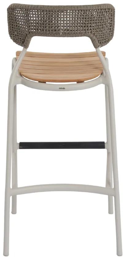 Béžová zahradní barová židle No.102 Mindo s teakovým sedákem 78,5 cm