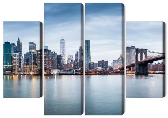 Vícedílný obraz Panoramatický Výhled Na Město New York Nedostatek Nedostatek Přírodní plátno 120x90