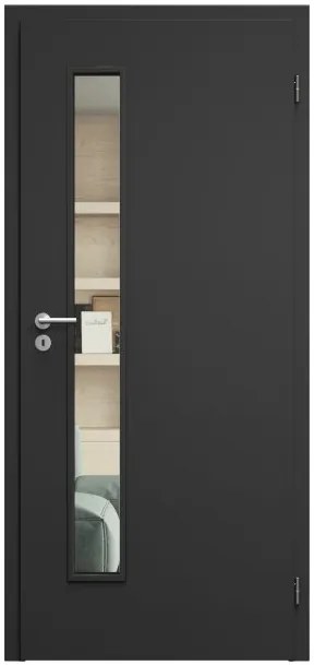 SAPELI ELEGANT KOMFORT M60 - CPL LAMINÁT - OTOČNÉ DVEŘE VČ. ZÁRUBNĚ - Černá grafit Průchozí šířka (cm): 60, Průchozí výška (cm): 197, Typ skla: Čiré sklo