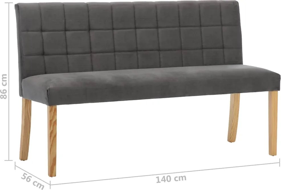 Lavice 140 cm šedá samet 288576