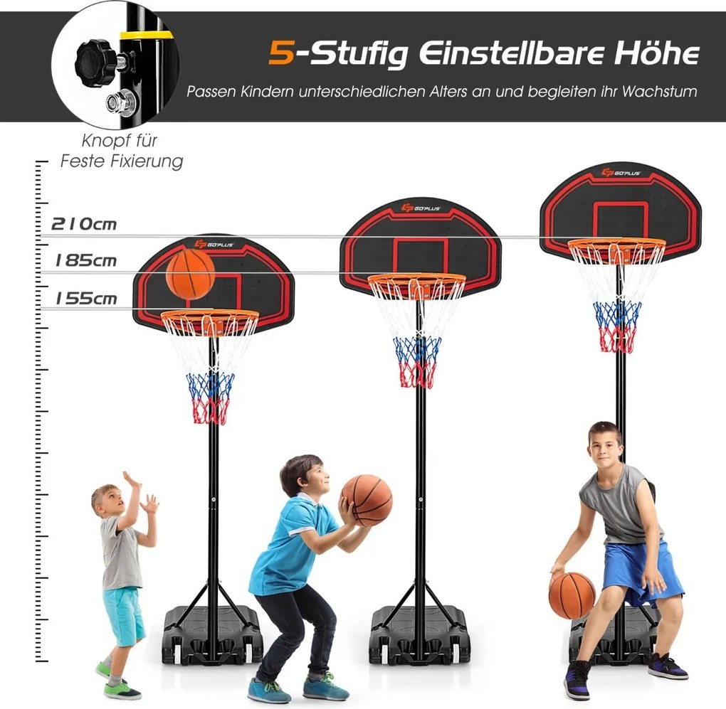 Costway Dětský výškově nastavitelný basketbalový stojan pro vnitřní i venkovní