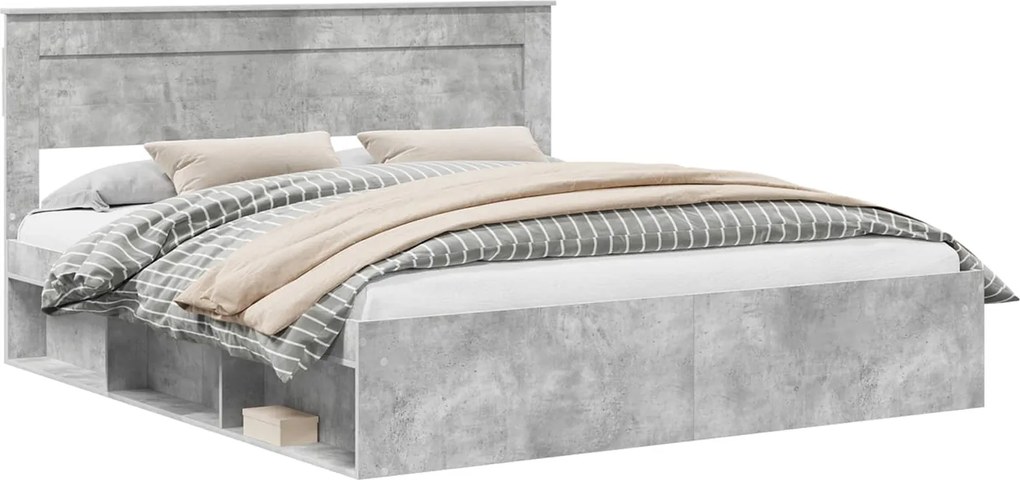 Rám postele s čelo Beton 180 x 200 cm Masivní borové dřevo 3409730