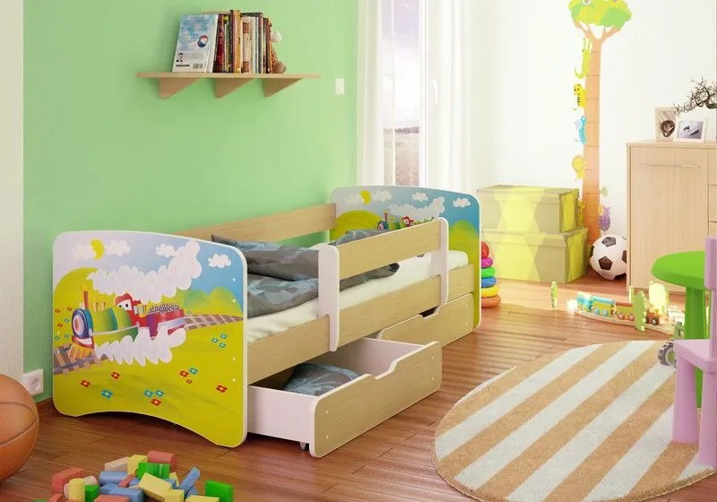 MAXMAX Dětská postel VLÁČEK funny 180x90 cm - bez šuplíku