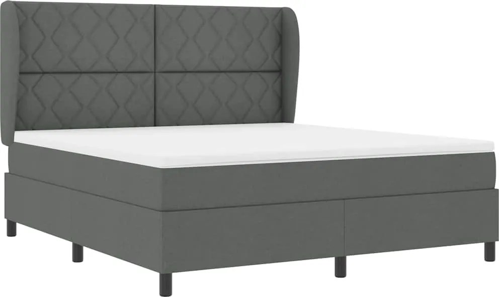Postel s boxspringem s čelo Tmavě šedá 180 x 200 cm textil 3340642