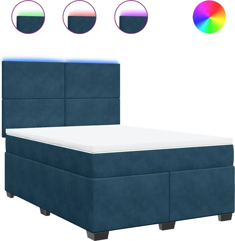 Box spring postel s matrací modrá 140 x 200 cm samet 3293228
