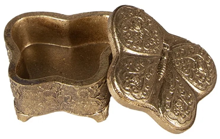 Zlatá antik šperkovnice motýl – 6x5x3 cm