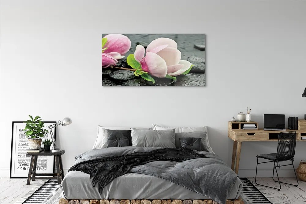 akrylový obraz Magnolia kameny 125x50 cm