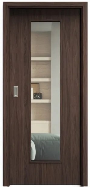 SAPELI ELEGANT KOMFORT M55 - CPL LAMINÁT - POSUVNÉ DVEŘE VČ. ZÁRUBNĚ - Ořech Průchozí šířka (cm): 120, Průchozí výška (cm): 210, Typ skla: Satináto bílé