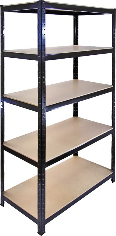 Fistar Regál 200x100x60 cm lakovaný 5-policový, nosnost 750 kg - ČERNÝ