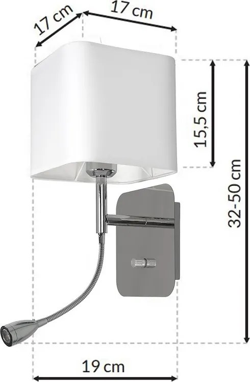 Nástěnné svítidlo Napoli, 1x bílé textilní stínítko + 1xLED 1w, ch