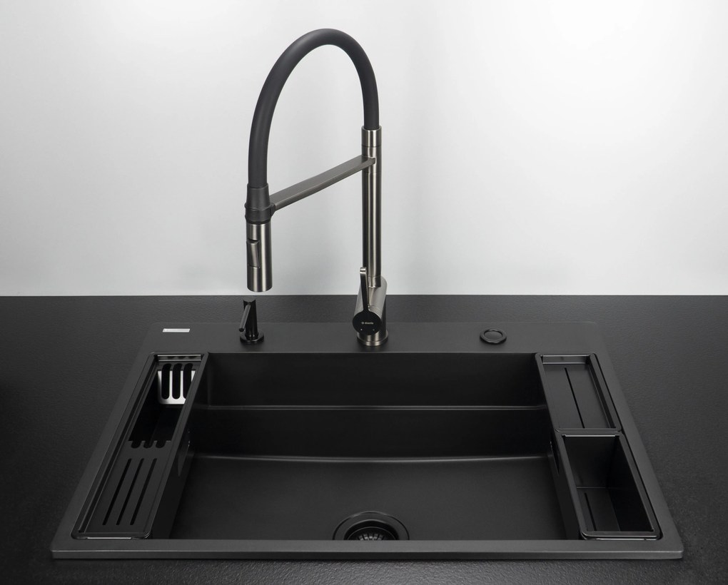 Deante Magnetic, sada příslušenství ke kuchyňskému dřezu série Magnetic, černá matná, DEA-ZZMKN22K