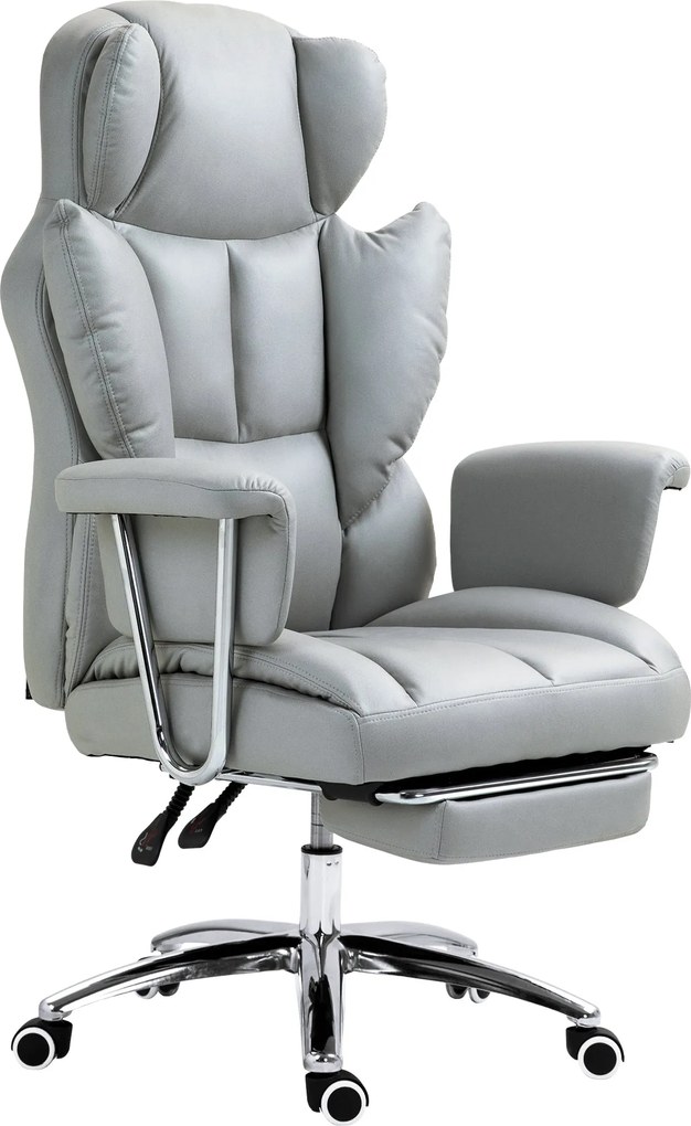HOMCOM Kancelářská židle s funkcí sklápění, ergonomická židle, výškově nastavitelná točící židle s podnožkou, polstrovaná, až pro 120 kg, do kanceláře