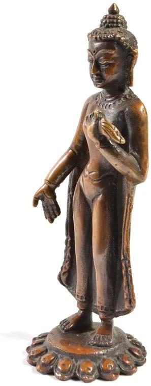 Bodhisatwa, soška malá, měď, 12,5x4cm