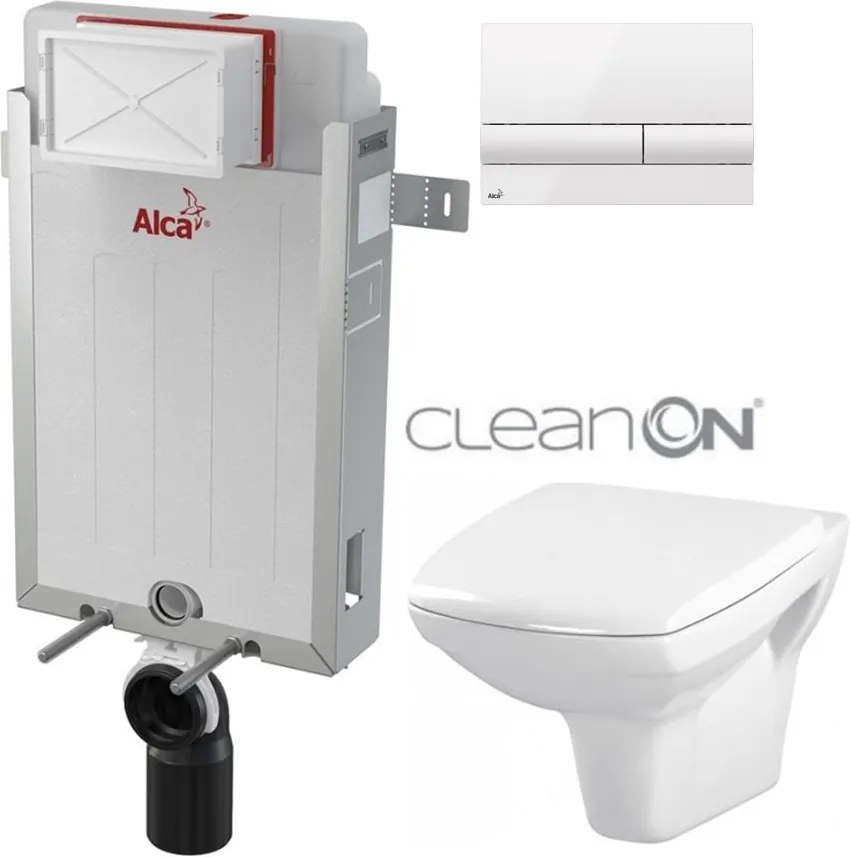 AKCE/SET/ALCAPLAST - SET Renovmodul - předstěnový instalační systém + tlačítko M1710 + WC CERSANIT CLEANON CARINA + SEDÁTKO AM115/1000 M1710 CA1