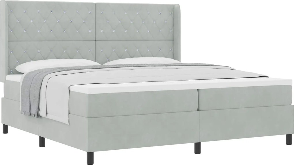 Postel s boxspringem s matrací Světle šedá 200 x 200 cm samet 3341972