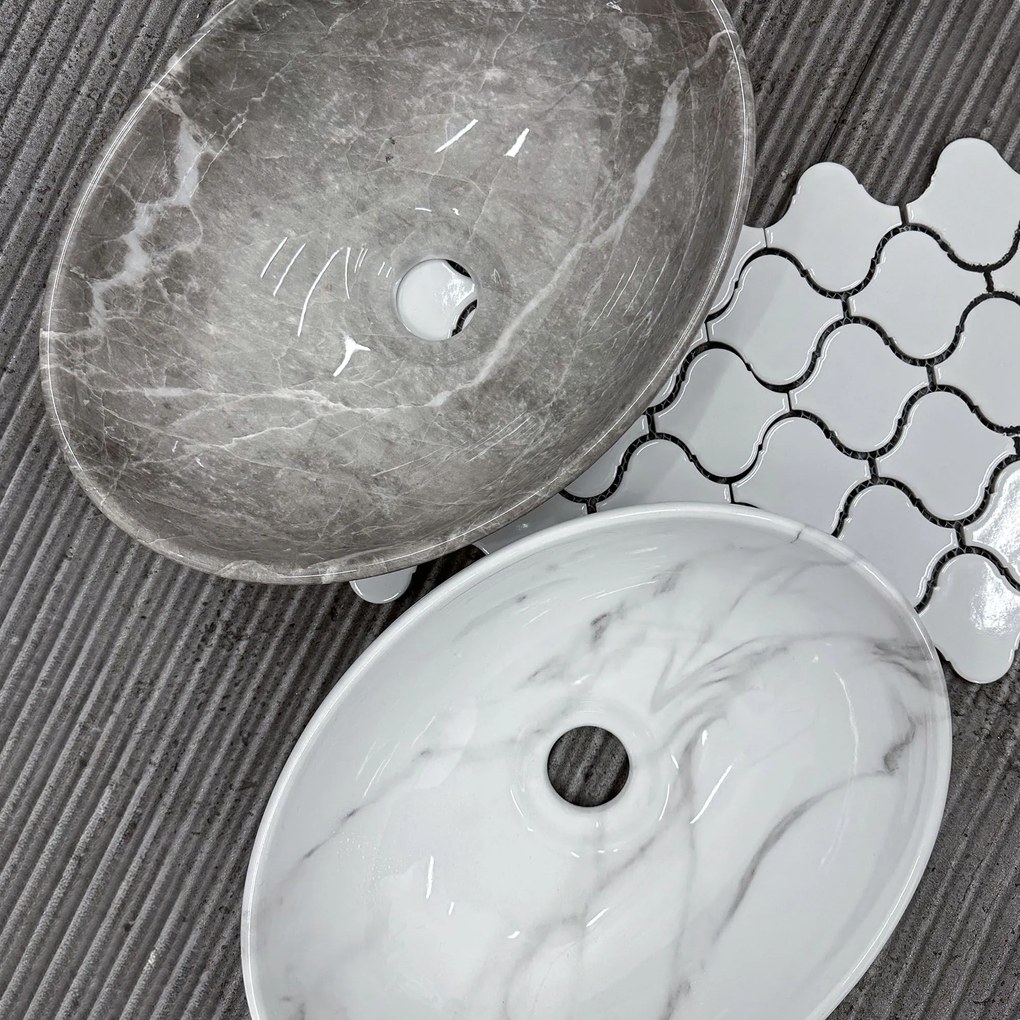 Rea Sofia Mini, umyvadlo na desku 350x260x125 mm, imitace kamene - šedá Grigio, REA-U9237