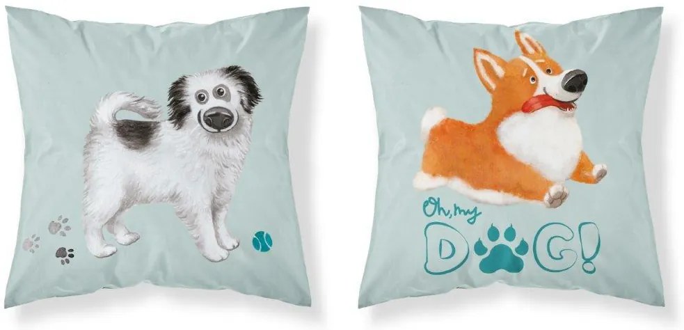 Detexpol Bavlněný povlak na polštář 40x40 Doggies mint oboustranný PSBA 22 B Mayamoo 26