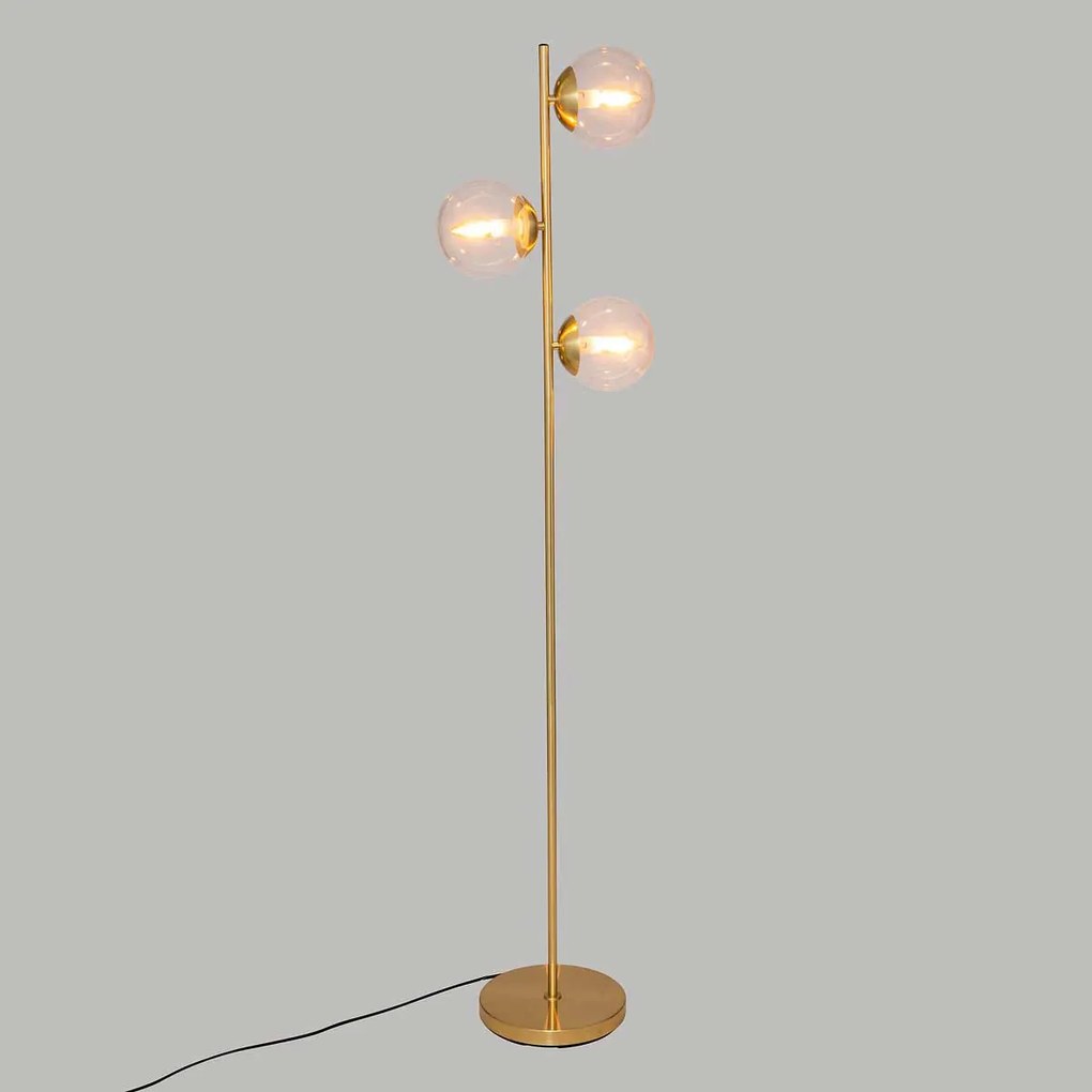 Stojací lampa COL, zlatá koule, výš, 162 cm
