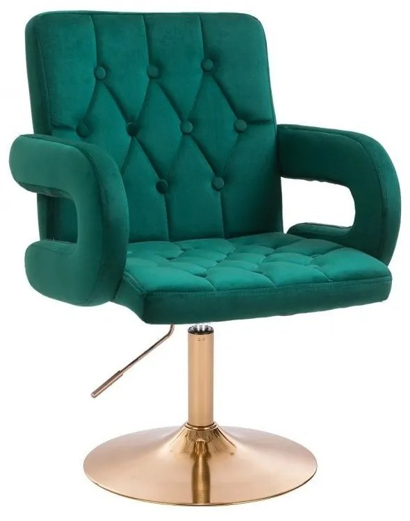 LuxuryForm DESIGN Otočná židle BOSTON VELUR na zlatém talíři - zelená