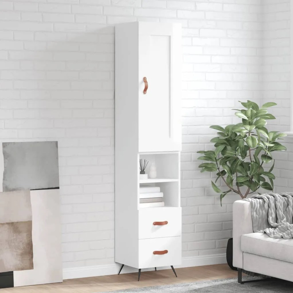 Skříň highboard bílá s vysokým leskem 34,5x34x180 cm kompozit 3200235