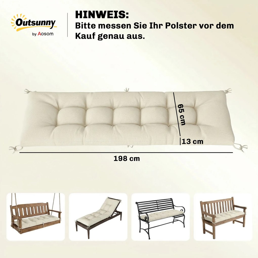 Polštář z palety Odnímatelný sedák s upevňovacími popruhy Polštář z palety pro většinu lehátek 198x65x13cm Béžová barva