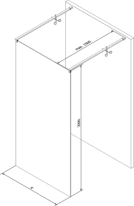 Mexen Kioto, sprchová zástěna Walk-In 120 x 200 cm, 8mm čiré sklo, grafitový profil, 800-120-002-65-00