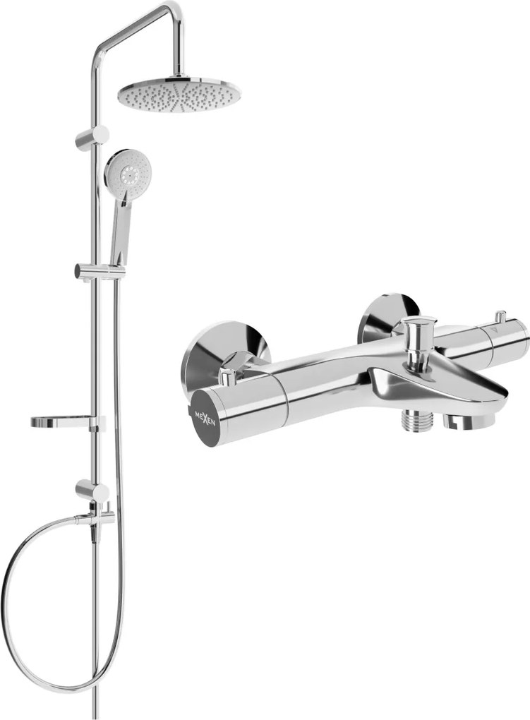 Mexen Carl vanovo-sprchový set s dešťovou sprchou a vanovou termostatickou baterií Nox, chromová, 77350240-00