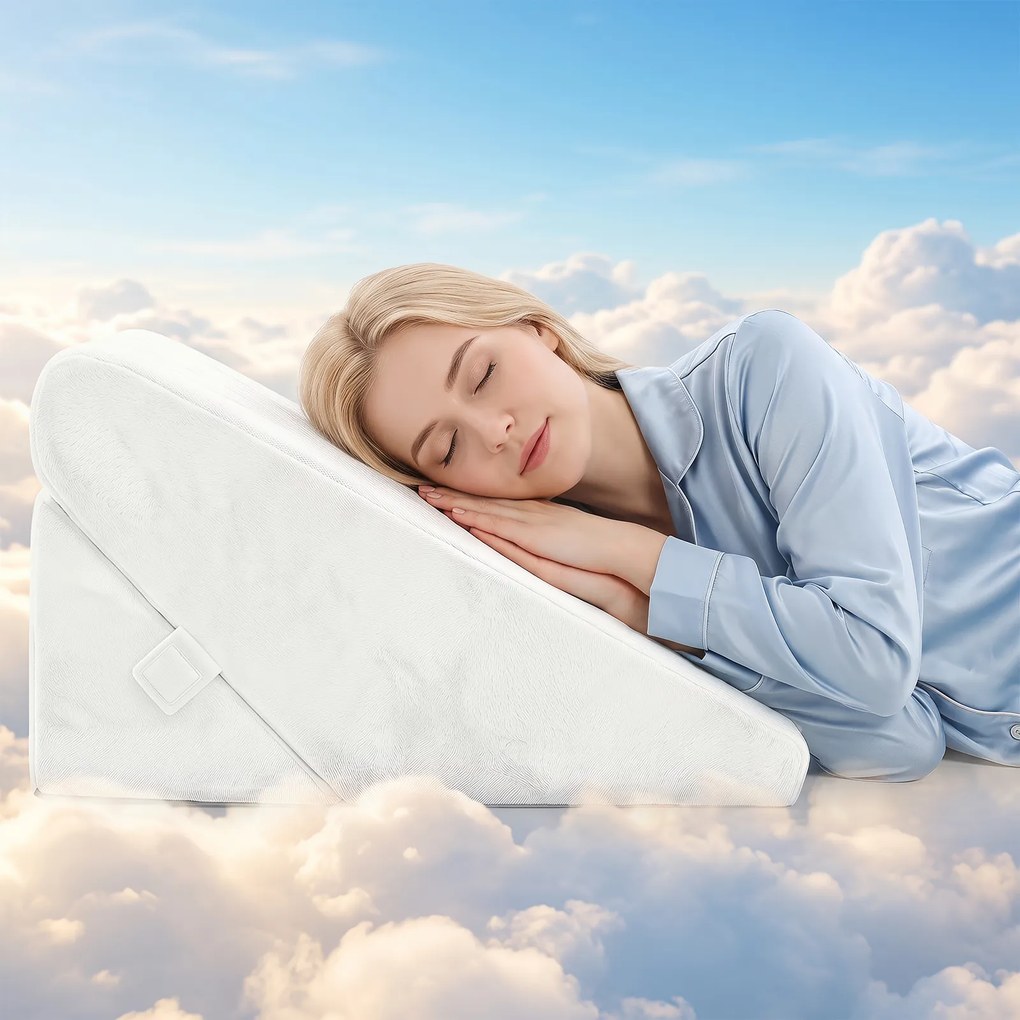 Costway Memory Foam Polštář na spaní Klínový polštář na spaní, bílý