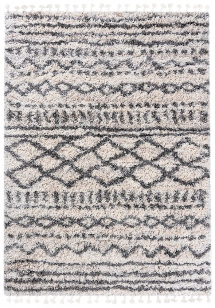 Kusový koberec shaggy Aron krémově šedý 2, Velikosti 160x229cm