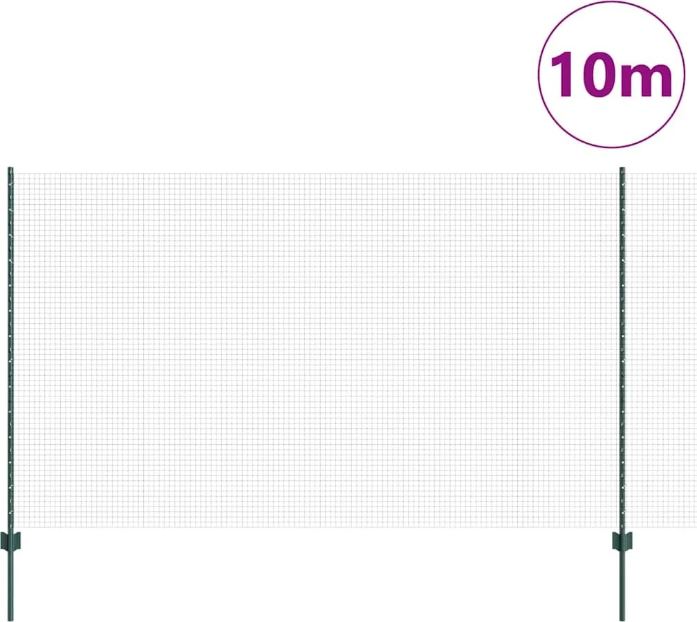 Svařovaná drátěná plotovina s tyčkami 10 x 1,4 m Zelená 3336454