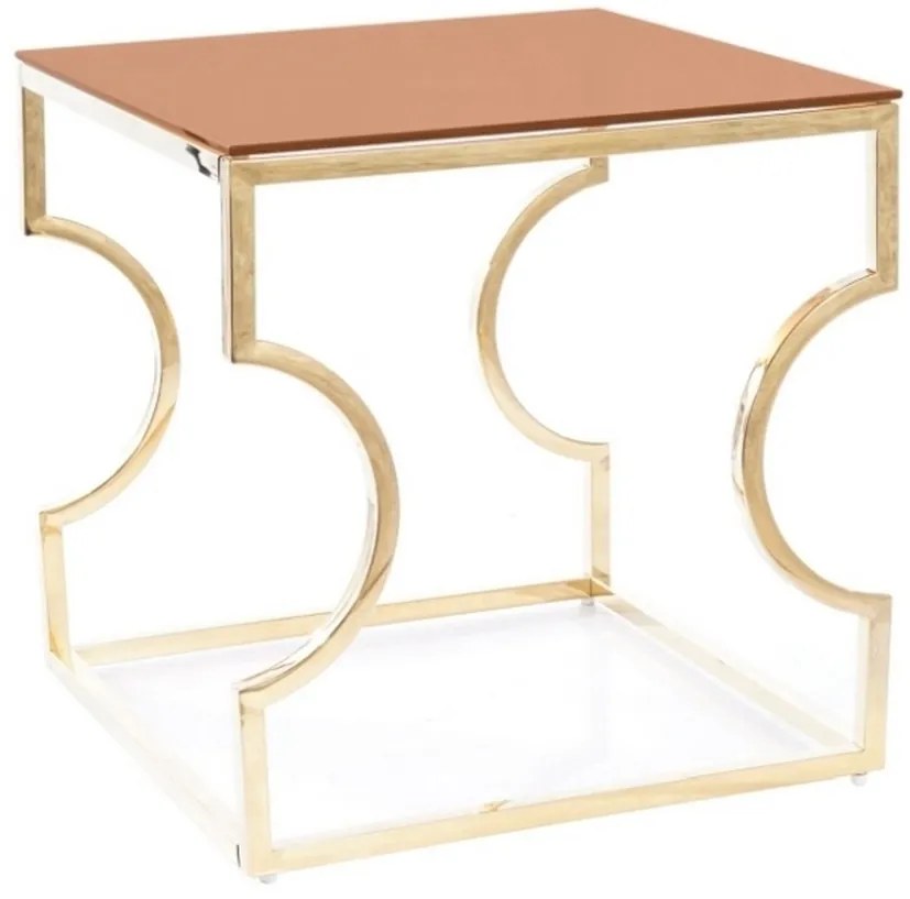 Konferenční stolek KENZO B, 55x55x55, jantarová/zlatá