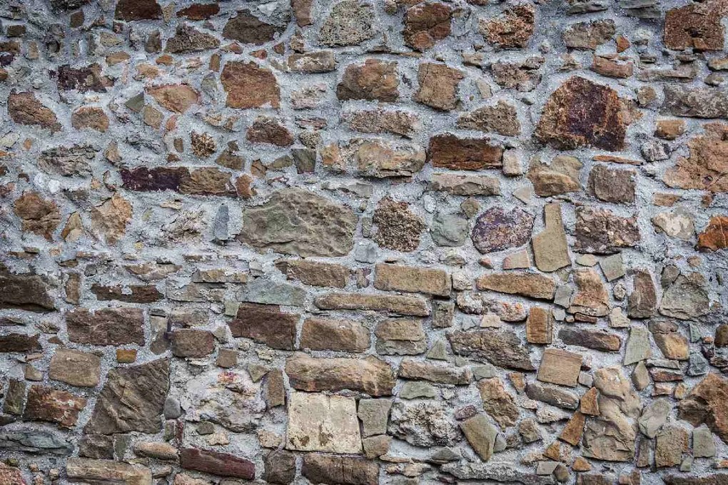 DIMEX | Samolepicí vliesová fototapeta na zeď Rustikální kamenný obklad MA-5-2387 | 375 x 250 cm | oranžová, hnědá