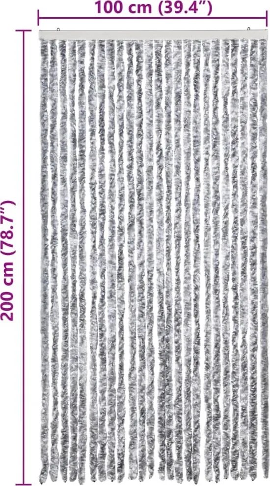 vidaXL Závěs proti hmyzu 100 x 200 cm žinylka [377336] Barva: Šedá a černá