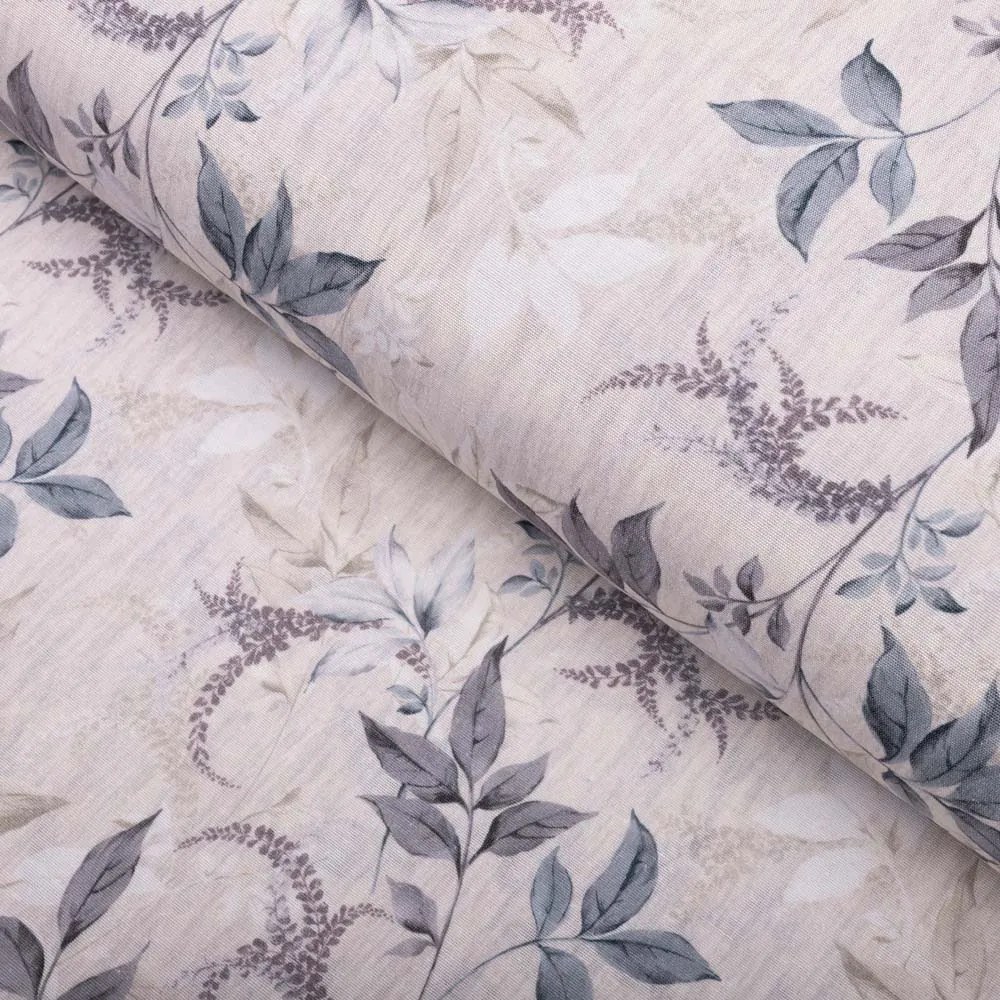 Biante Dekorační oválný ubrus PML-053 Pnoucí lístky na béžovém 140x220 cm