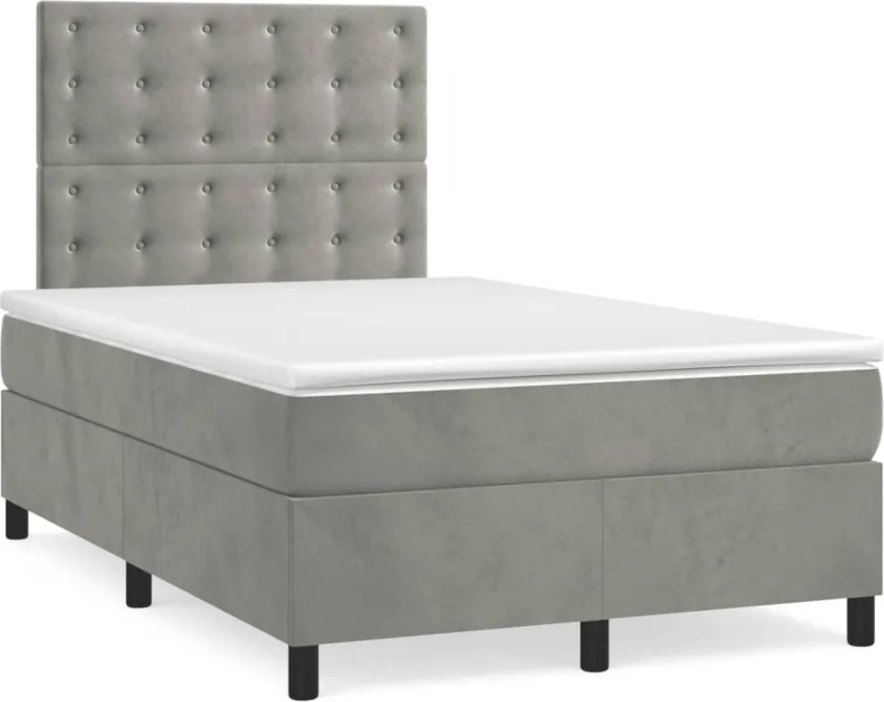 Box spring postel s matrací světle šedá 120 x 200 cm samet 3143253