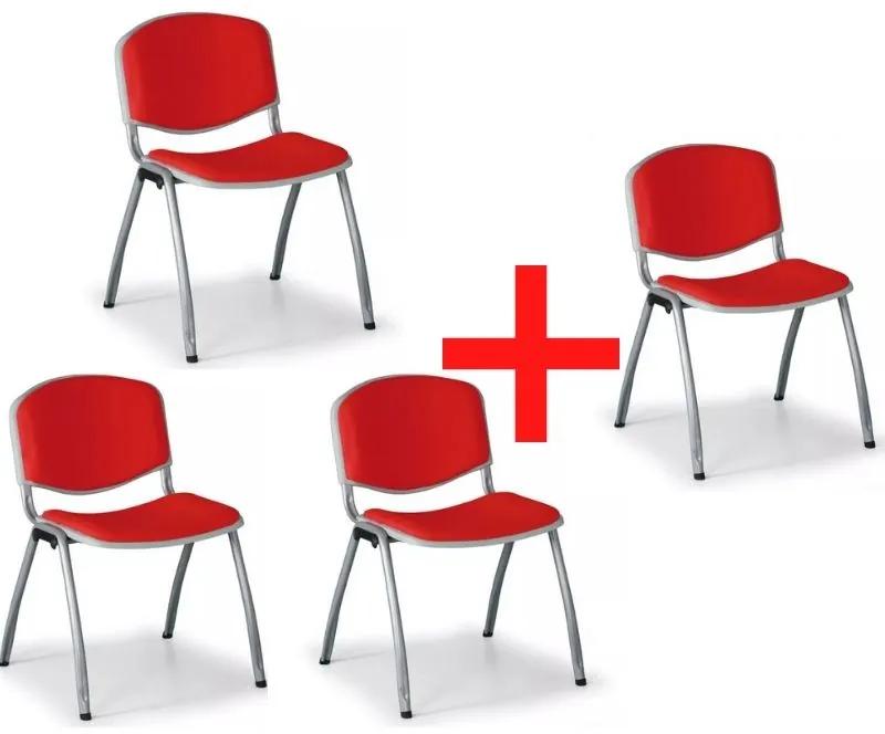 B2B Partner Konferenční židle VORNO 3+1, látkové čalounění, červená