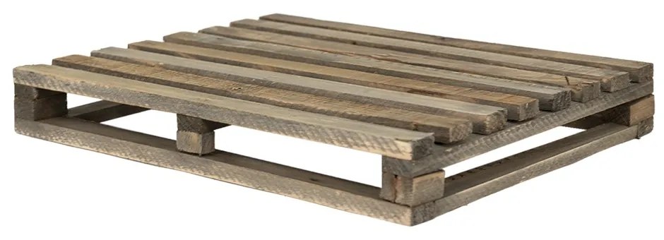 Hnědý antik dekorační stolek na květiny ve tvaru palety - 40*32*5 cm