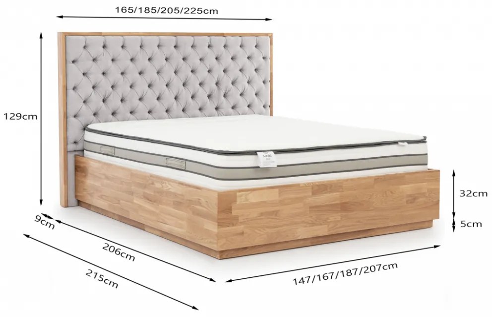 Moderní dřevěná postel ROOBY 180x200 cm