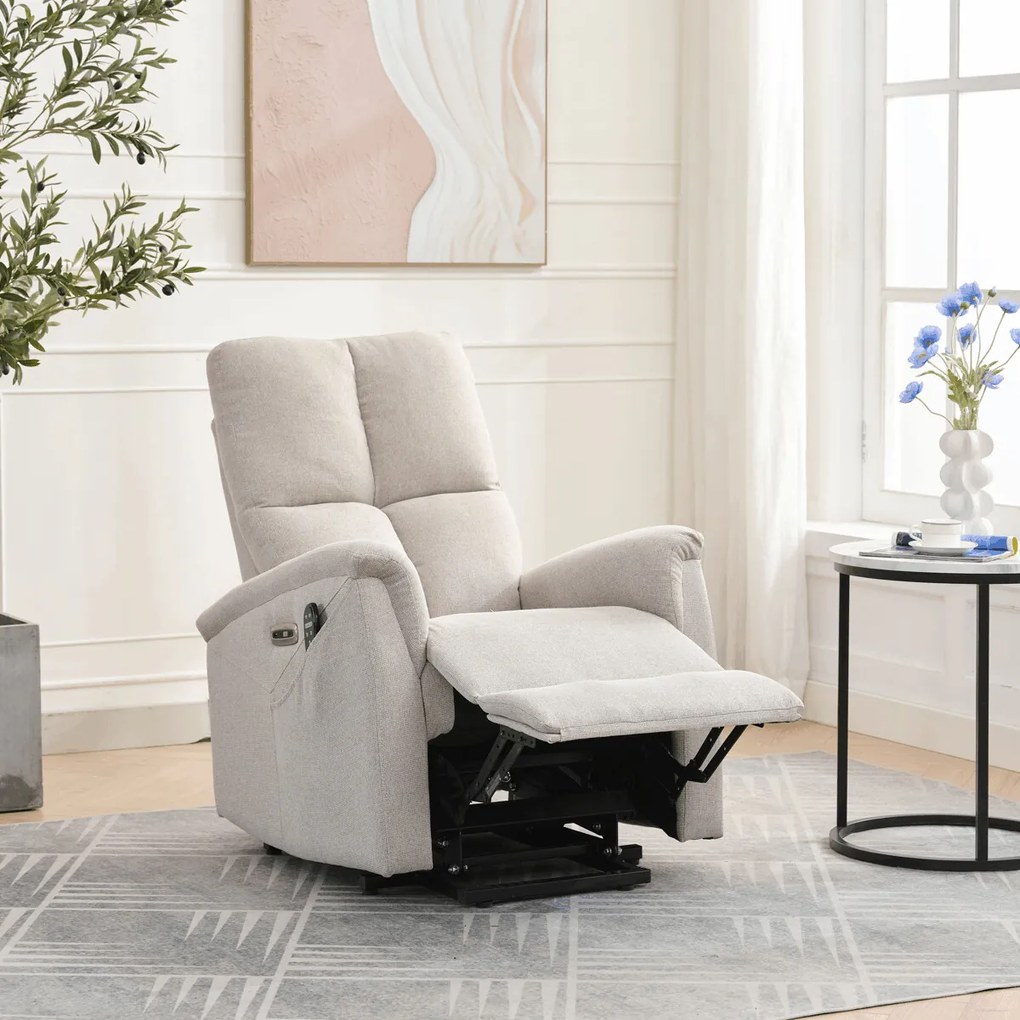 Elektrické polohovací TV křeslo ANTE - béžová látka