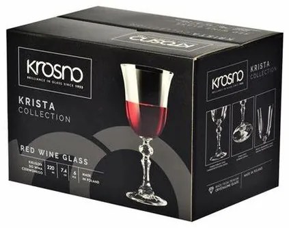 Krosno 6dílná sada sklenic na červené víno Krista, 220 ml