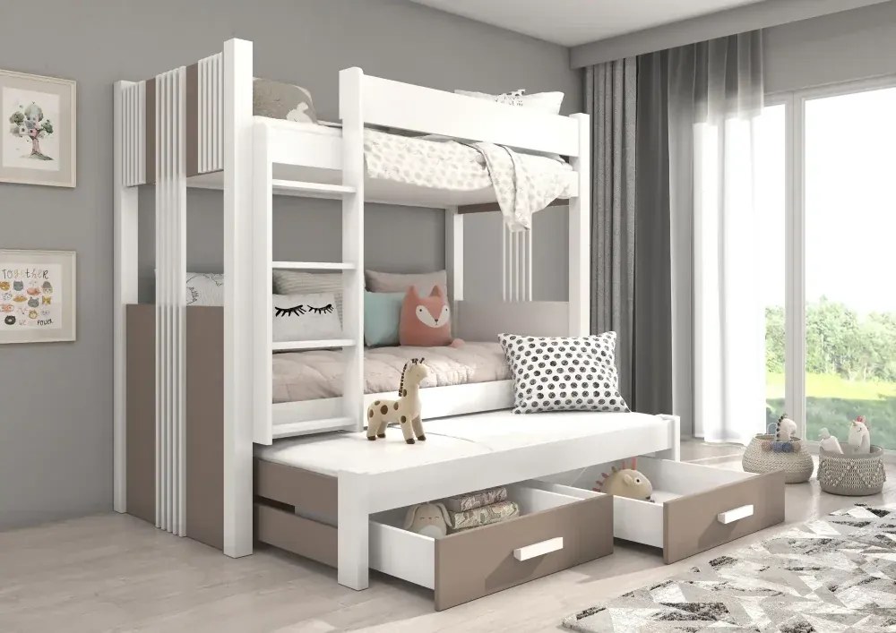 Třílůžková patrová postel s matracemi ARTEMA 180x80
