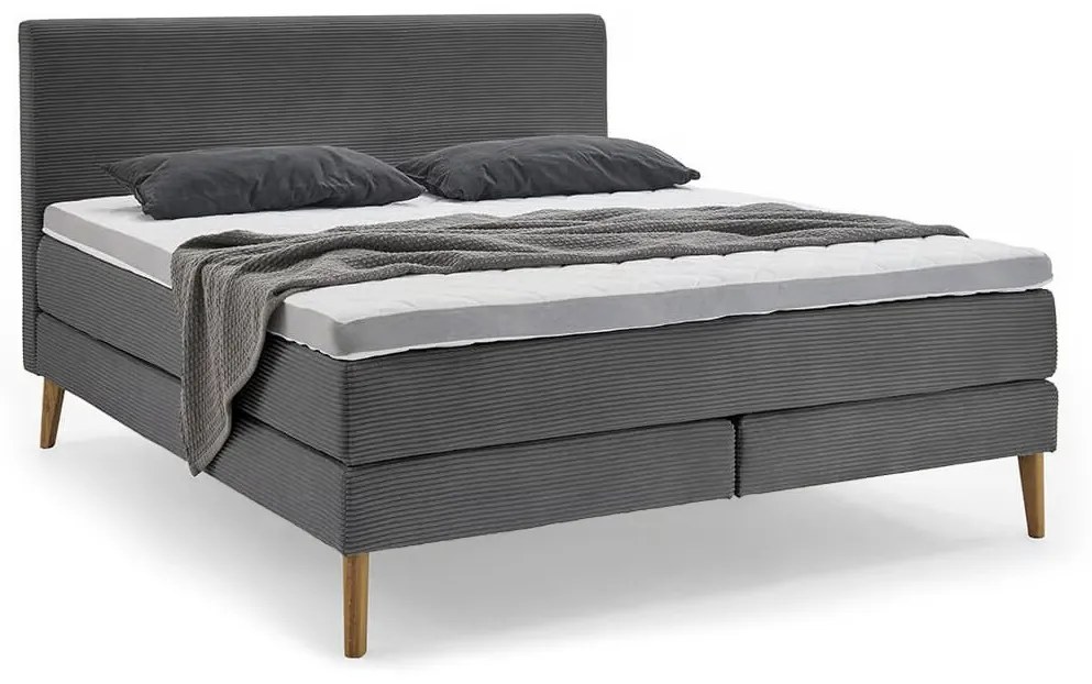 Boxspring postel elina 180 x 200 cm manšestr šedá MUZZA