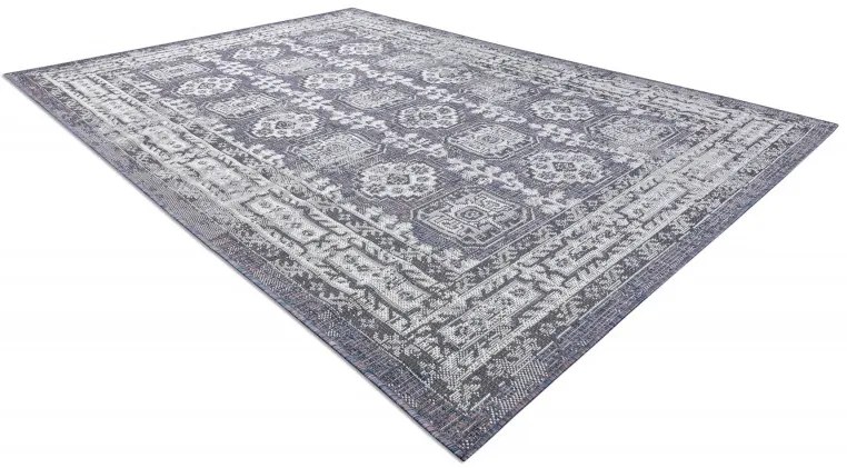 Dywany Łuszczów, Kusový koberec Sion Sisal Ornament 2832 blue/pink/ecru – na ven i na doma, 140x190, šedá, chodba / předsíň