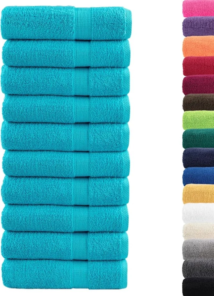 Premium ručníky SOLUND 10 ks tyrkysové 50x100 cm 600 g/m² 137451