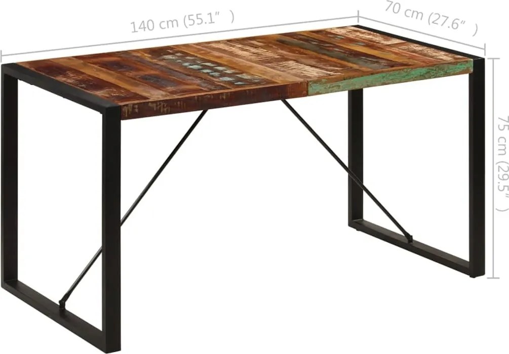 vidaXL Jídelní stůl 140 x 70 x 75 cm masivní recyklované dřevo [247421] Barva: Černá