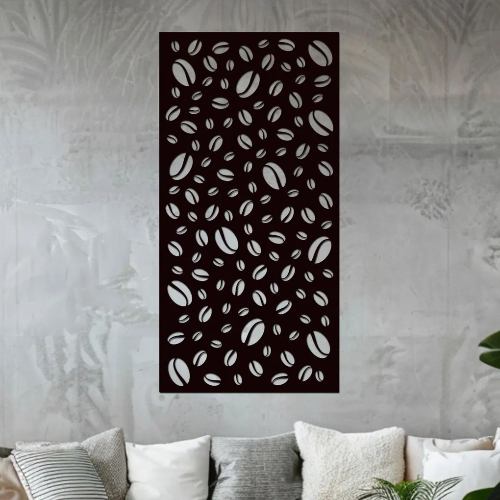 dřevo života Dřevěný panel KÁVOVÁ ZRNA malá Zvolte rozměr (cm): 47x95, Zvolte barvu dekoru: Černá